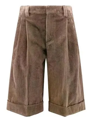 Brunello Cucinelli Pleated Corduroy Shorts - Brown