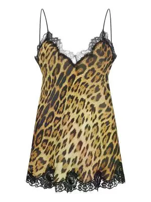 Roberto Cavalli Animal-print Silk Camisole - Brown