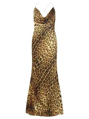 Roberto Cavalli Leopard-print Maxi Dress - Brown