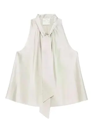 FORTE_FORTE Bow-tie Satin Top - Neutrals