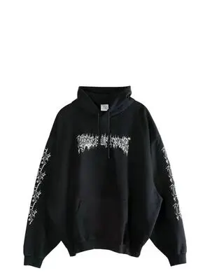 Vetements Graphic-print Cotton-blend Hoodie - Black
