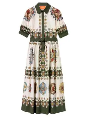 La DoubleJ Placeé Print Puff-sleeve Dress - Green