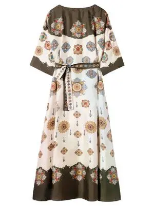 La DoubleJ Floral Print Silk Dress - White