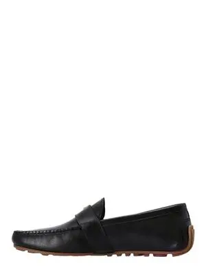 Moschino Leather Bar-detail Loafers - Black