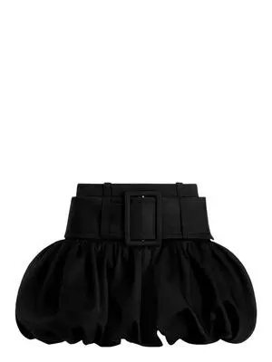 Patou Belted Bubble Mini Skirt - Black