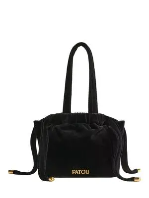 Patou Evening Drawstring Velvet Bag - Black