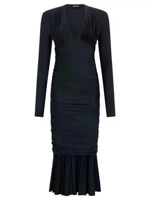 Roberto Cavalli Ruched-detail Midi Dress - Black