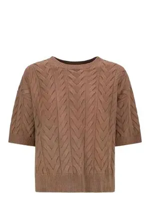 Max Mara Cable-knit Short-sleeve Top - Brown