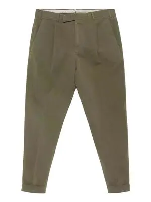 PT TORINO Pleated Trousers With Cuffed Hems - Green
