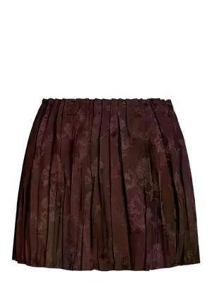 Etro Pleated Floral Mini Skirt - Brown