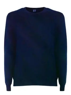Fedeli Crew-neck Sweater With Ribbed Trims - Blue