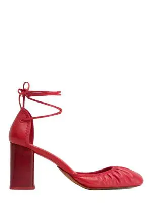 LEMAIRE 85mm Gathered-toe Lace-up Ballerina Flats - Red