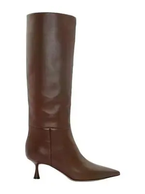 GIANVITO ROSSI 55mm Joyce Leather Pointed-toe Knee-high Boots - Brown