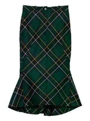 Alexander McQueen Plaid Flared Hem Skirt - Blue