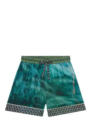 PIERRE-LOUIS MASCIA Landscape-Print Drawstring Shorts