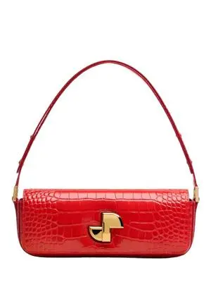 Patou Le Lock Crocodile-embossed Shoulder Bag - Red