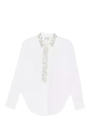 FORTE_FORTE Petites-étoiles Embellished-collar Shirt - White