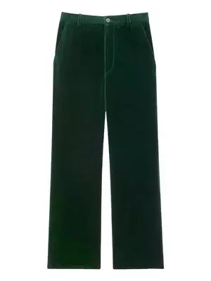Saint Laurent Velvet Straight-leg Trousers - Green