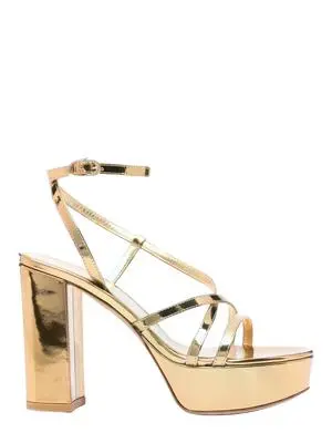 GIANVITO ROSSI 100mm Metallic Leather Sandals - Gold