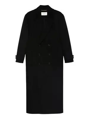 Saint Laurent Double-breasted Wool Coat - Black