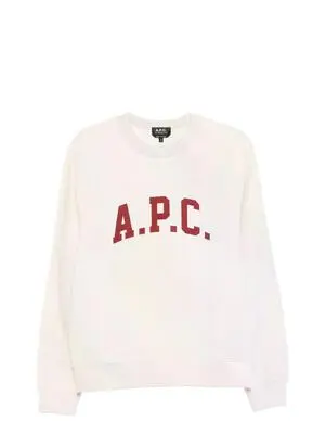 A.p.c. Logo-print Crew Neck Sweatshirt - Neutrals