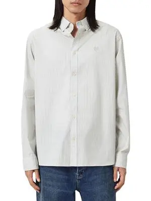 ALLSAINTS Nolan Pinstripe Button-up Shirt - Jetstream White