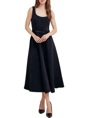 FREEMARKET Sleeveless A-line Dress With Belt - Black