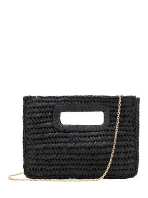 Mango Natural Fiber Clutch Black
