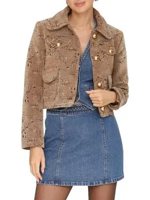 Avec Les Filles Crop Corduroy Jacket - Fawn