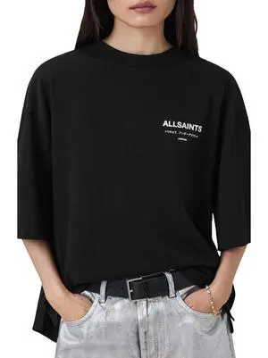 ALLSAINTS Under Amelie Oversize Cotton Graphic T-shirt - Black