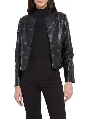 Lyssé Geneva Grommet Faux Leather Jacket - Black