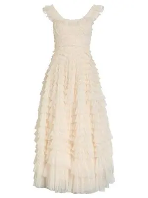 NEEDLE & THREAD Hattie Ruffled Tulle Gown - Cream