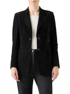 Akris Lambskin Suede Blazer - Black
