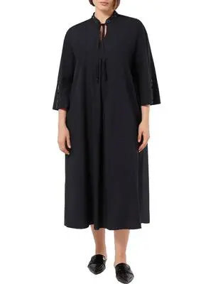 Marina Rinaldi Sulmona Bead-detailed Cotton Poplin Dress - Black