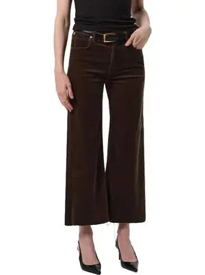 Citizens Of Humanity Lyra Raw Hem Ankle Wide Leg Corduroy Pants - Costes Medium Dark Green