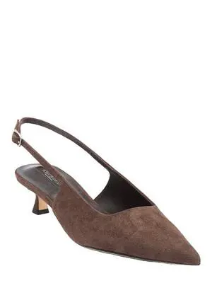 TONY BIANCO Crush Slingback Pointed Toe Kitten Heel Pump - Espresso Suede