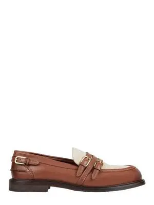 Sandro Leather Loafers With Buckles - Brown