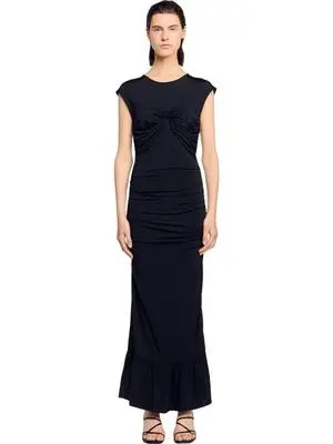 Sandro Draped Maxi Dress - Black
