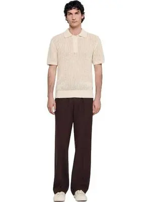 Sandro Cotton Polo Shirt With Polo Collar - Butter Cream