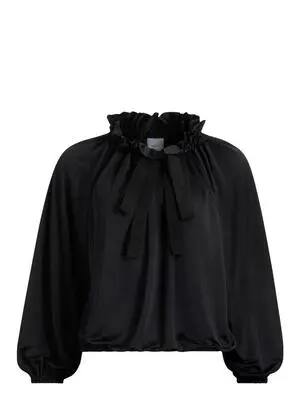 Patou Ruffled Drawstring Top - Black