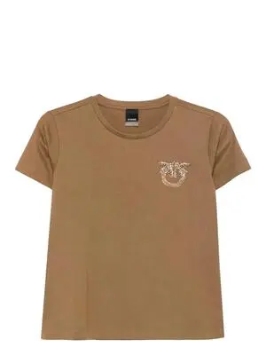 Pinko Embellished Logo T-shirt - Brown