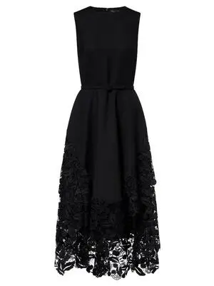 Oscar De La Renta Wool-blend And Lace Cocktail Dress - Black