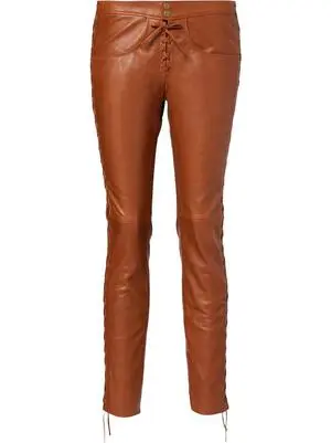 Isabel Marant Cyerra Leather Slim Pants - Brown