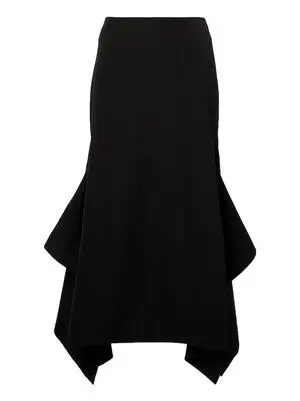 Erdem Draped Virgin Wool Midi Skirt - Black