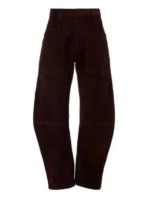 NILI LOTAN Shon Mid-Rise Barrel-Leg Pants Burgundy