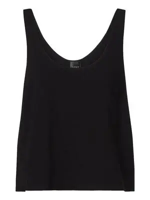 LESET Ari Cropped Crêpe Tank Top - Black
