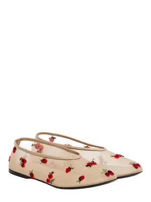 Khaite Marcy Embroidered Mesh Ballet Flats - Transparent