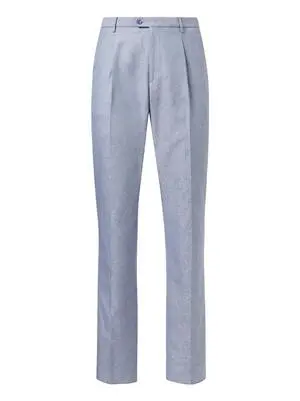 Etro Paisley Cotton Jacquard Straight Pants - Blue