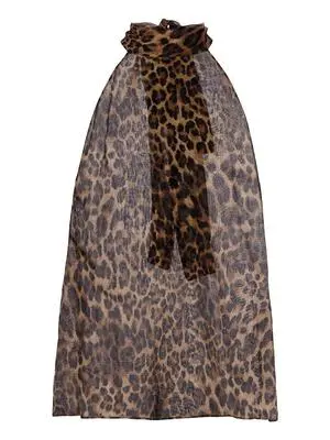 NILI LOTAN Alla Tie-neck Leopard-print Silk Top - Multicoloured