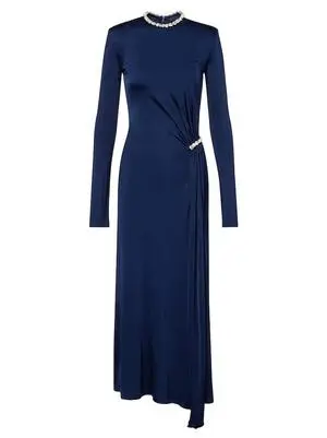 David Koma Crystal-embellished Gathered Midi Dress - Blue
